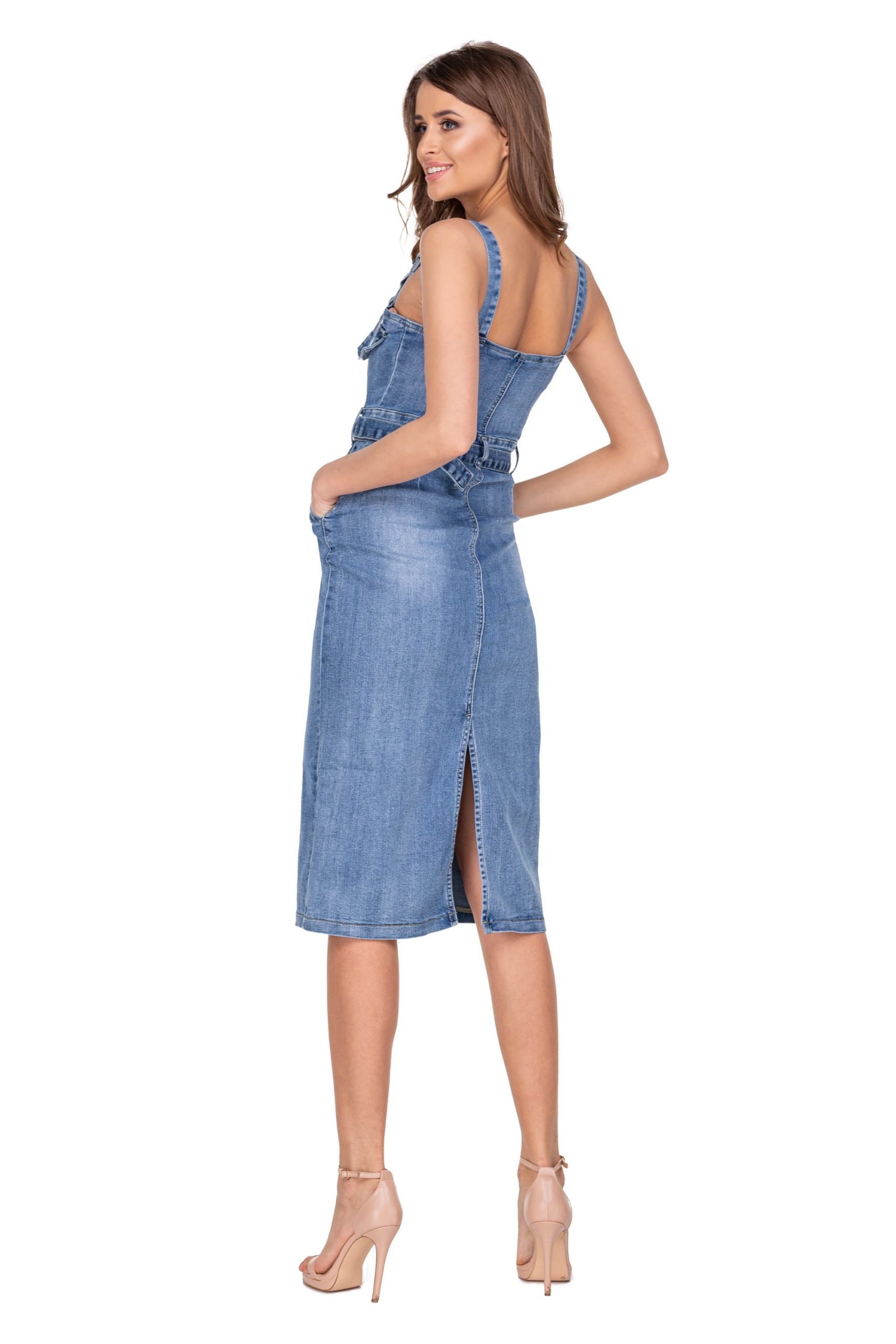 Buckle Strap Denim Dress