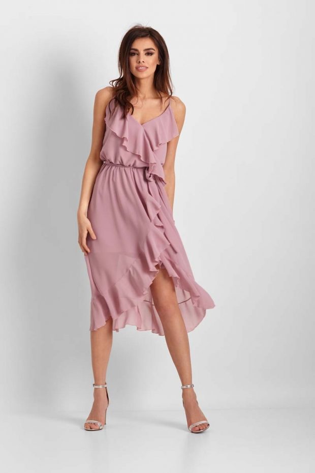 Lilac Chiffon Ruffle Dress
