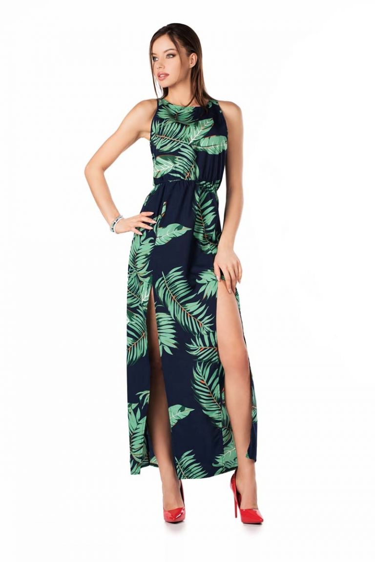 Tropical Print Maxi Dress